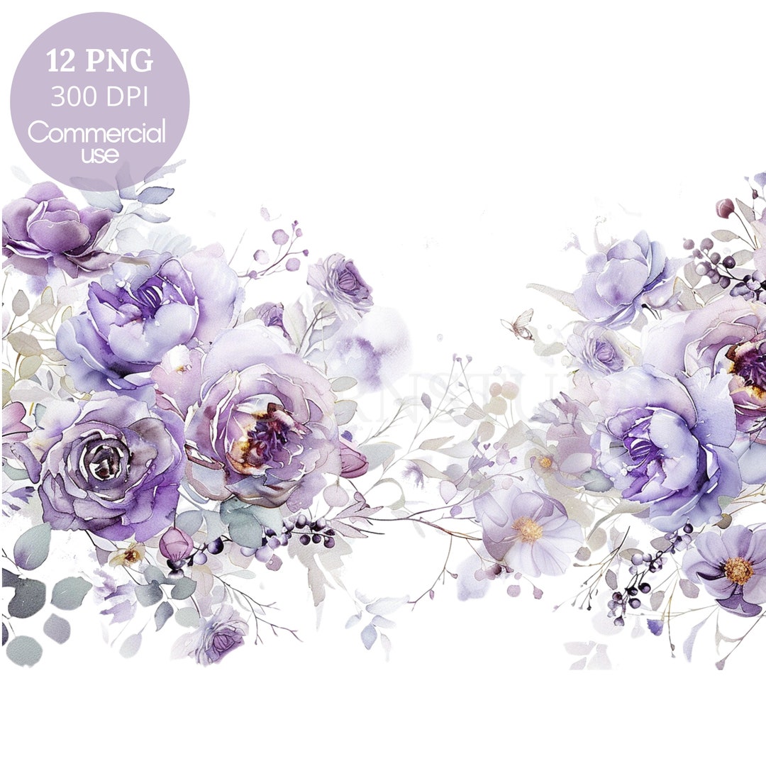 Lilac Flower Rose Border,garland Clipart Bundle 12 High Quality PNG ...