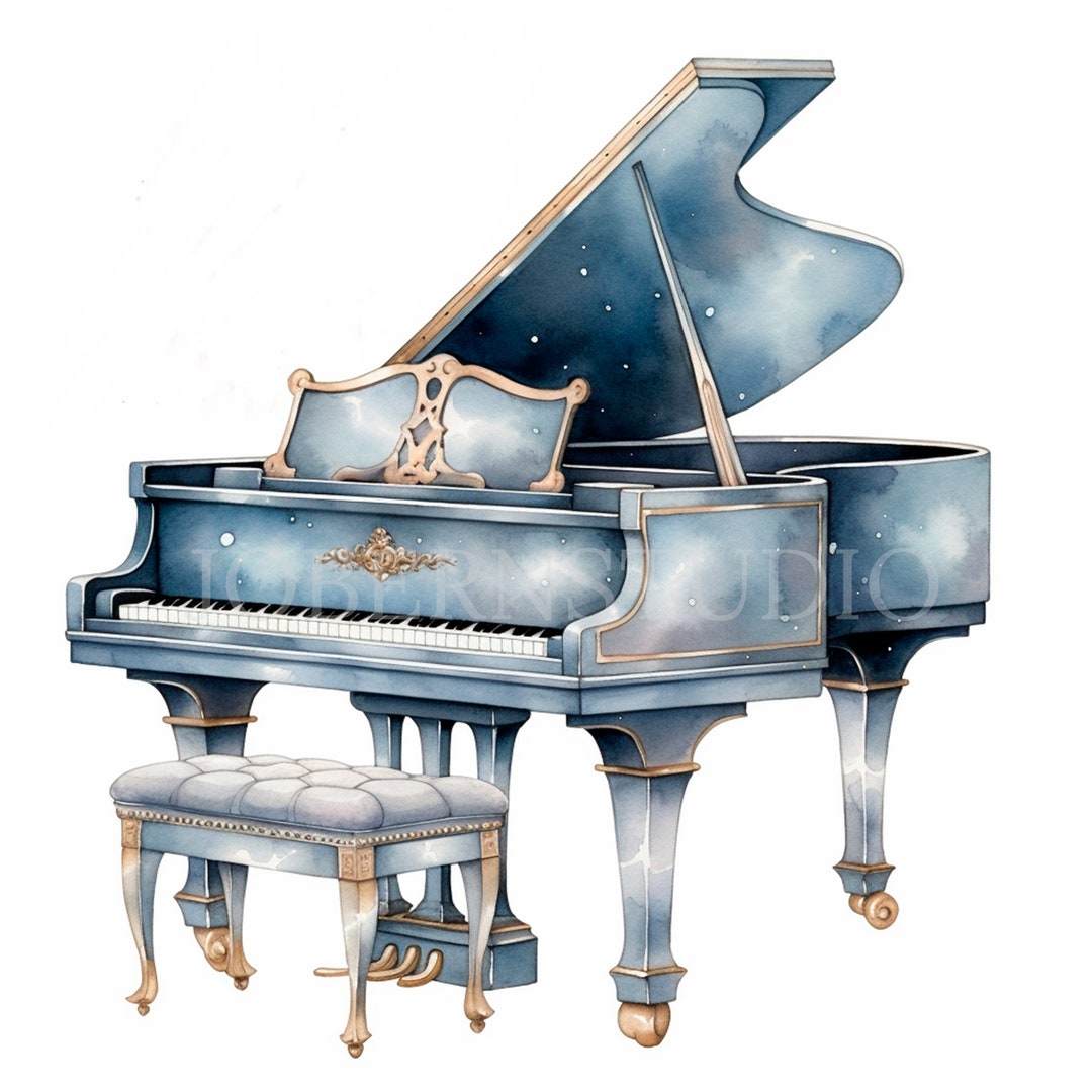 Blue Piano Clipart Png,bundle 11 High Quality ,watercolor Music Home ...