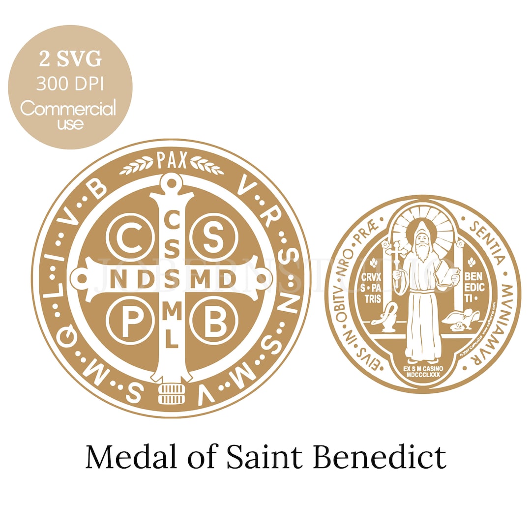 Saint Benedict Medal SVG, Gold Medal of Saint Benedict Clipart,digital ...
