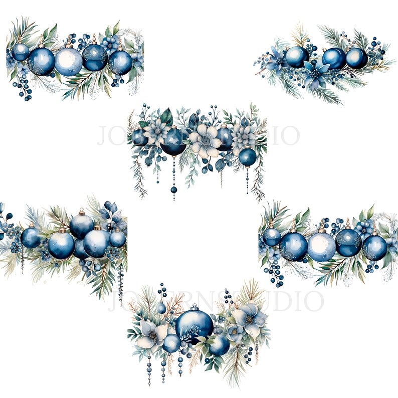 Christmas Garland Clipart Png,bundle 15 High Quality Jpg,digital ...