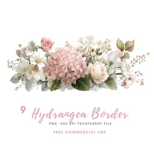 Hydrangea Border Clipart Bundle 9 High Quality Png|watercolor Hydrangea ...