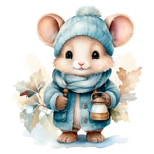 Winter Mouse Clipart Png,bundle 15 High Quality Jpg,digital Download ...