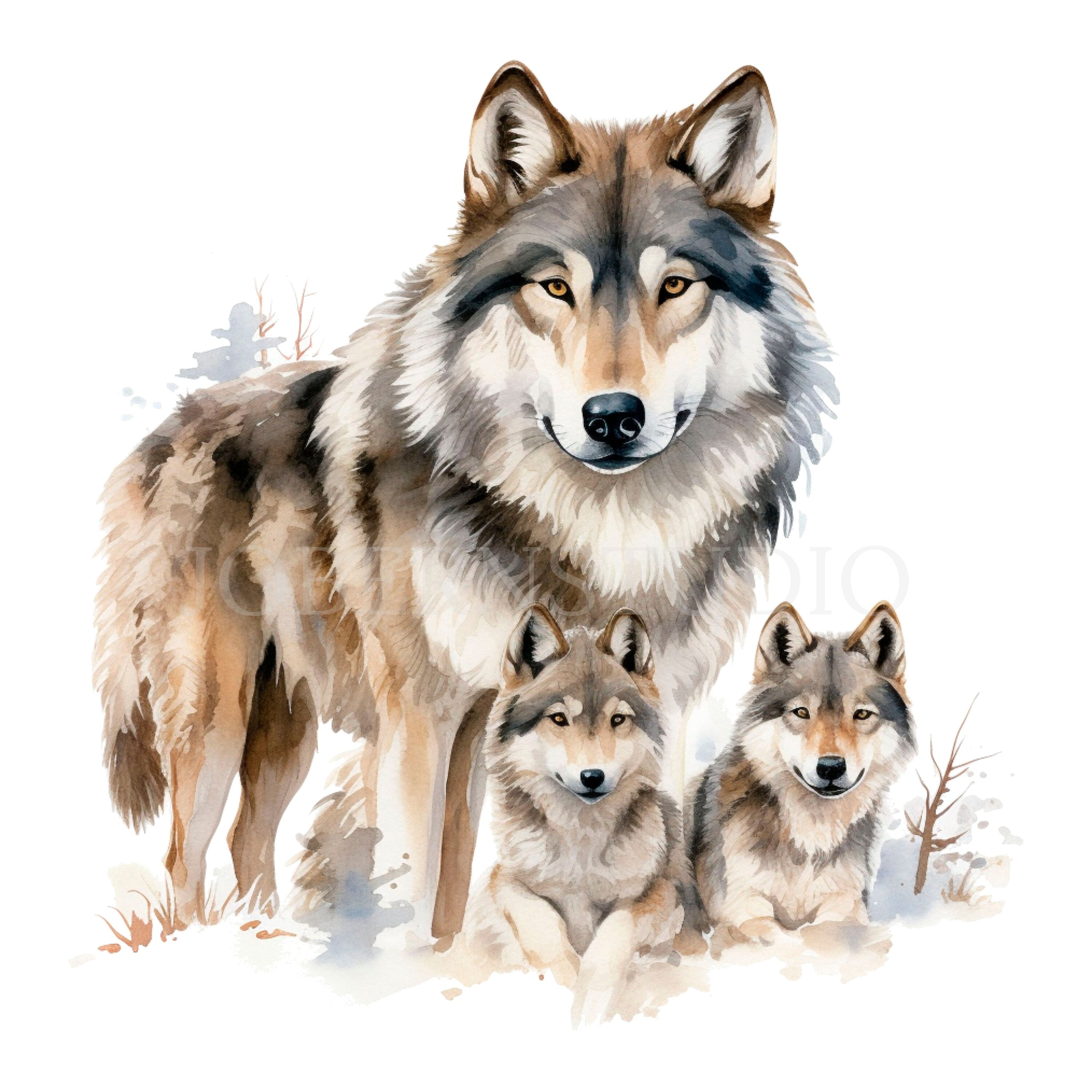 Wolf Family Clipart Png,bundle 15 High Quality Jpg,digital Download ...