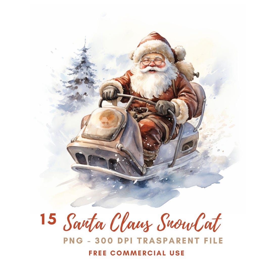 Christmas Santa Claus Snowcat Clipart, Bundle 15 High Quality Png ...