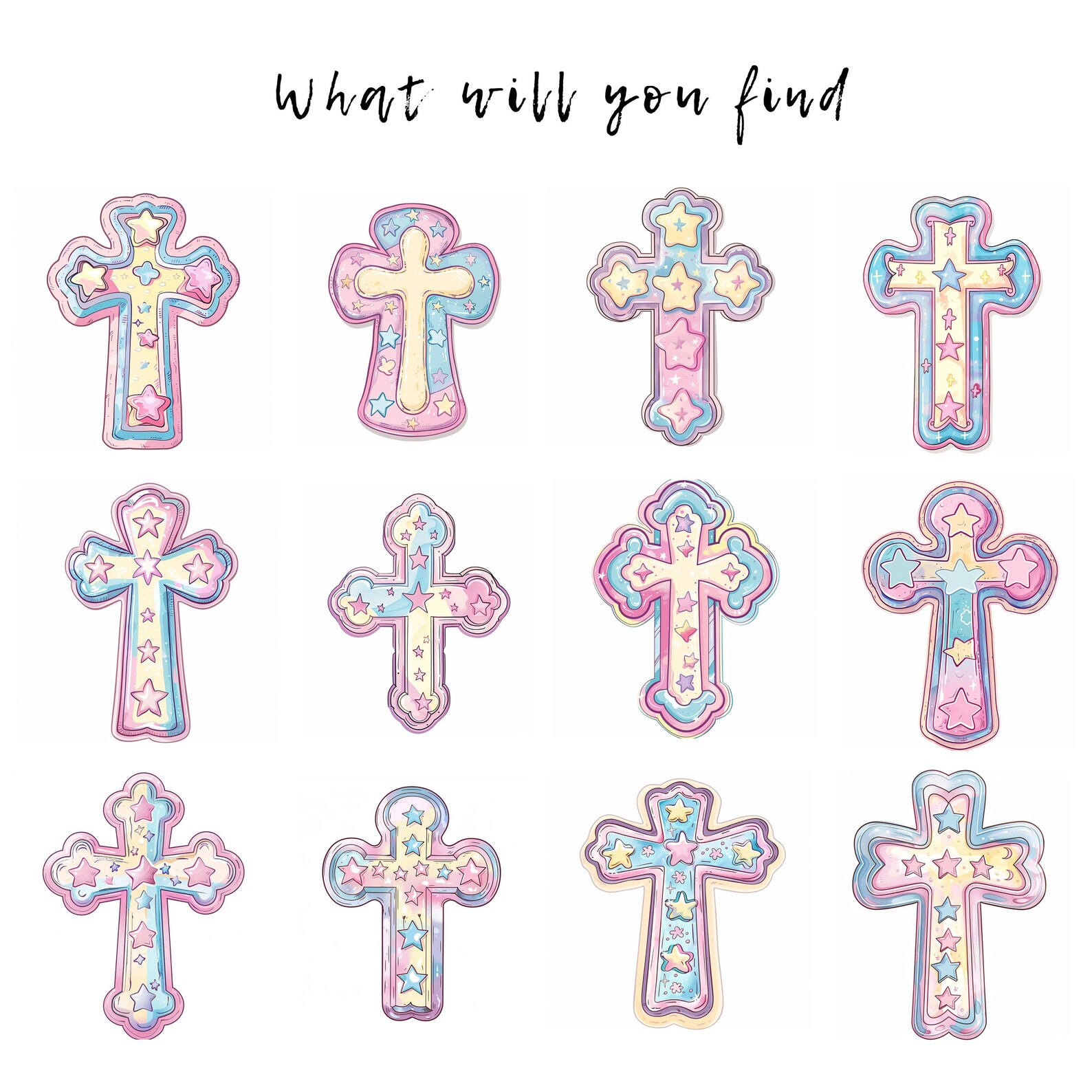 Pink Cross Clipart Bundle 13 High Quality Png,cute Cross Watercolor ...