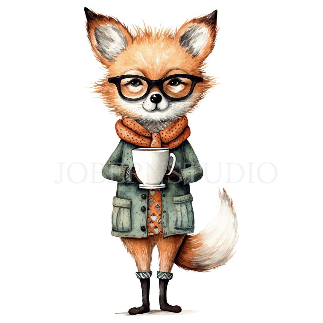 Crazy Fox Clipart PNG Bundle 16 High Quality,funny Fox With Coffee ...