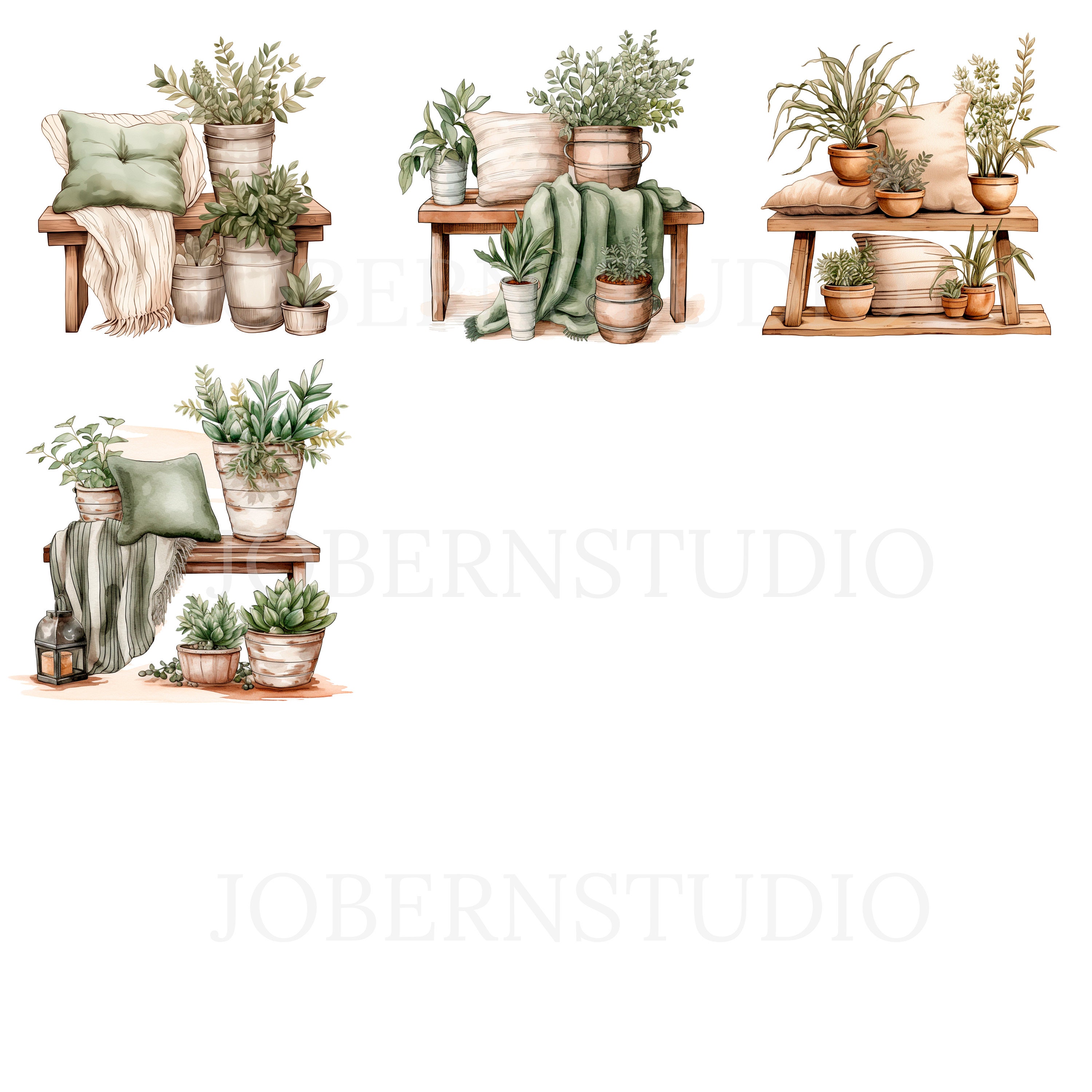 Home Decor Clipart Bundle 13 High Quality Png,watercolor Living Room ...