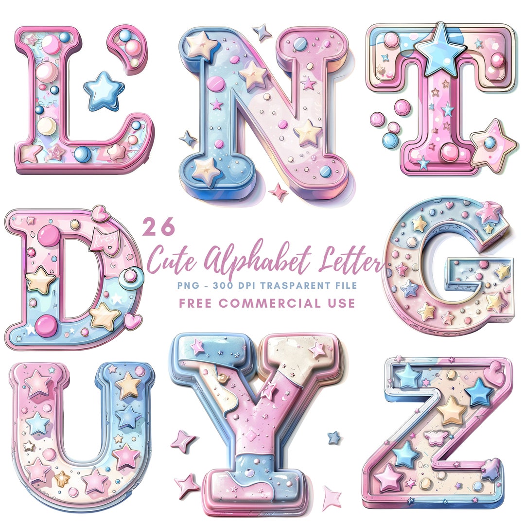 Cute Alphabet Letter Clipart Bundle 26 High Quality Png,watercolor Baby ...