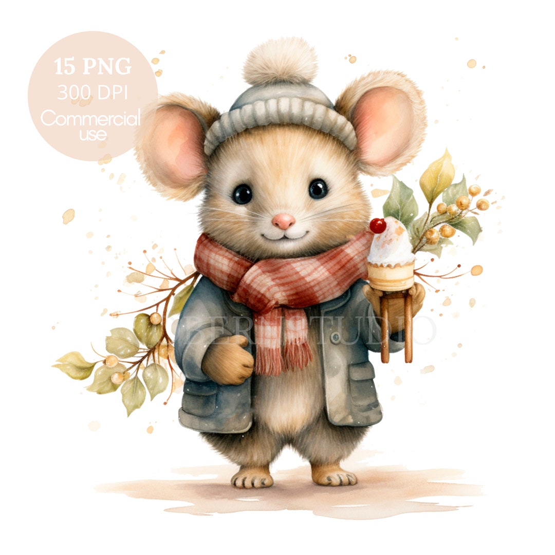 Christmas Mouse Clipart Png,bundle 15 High Quality Jpgs, Digital ...