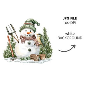 Watercolor Christmas Snowman Clipart PNG | Bundle 6 High Quality ...
