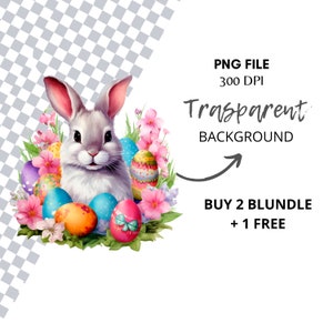 Easter Bunny Clipart PNG Bundle 10 High Quality JPG, Easter Watercolor ...