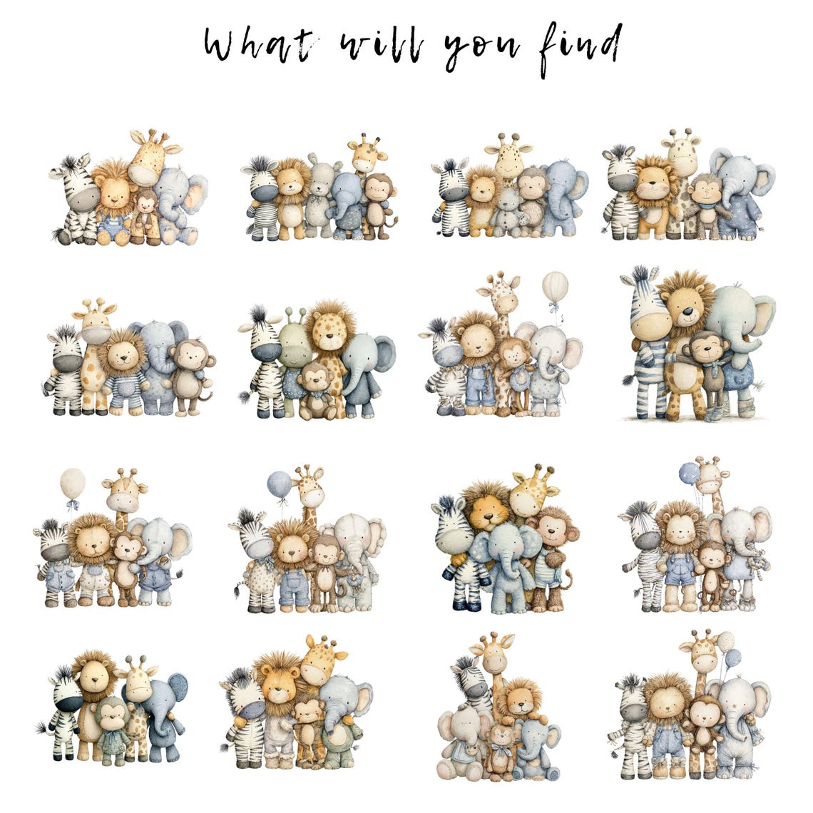 Safari Animal Friends Clipart Bundle 15 High Quality Png,watercolor ...