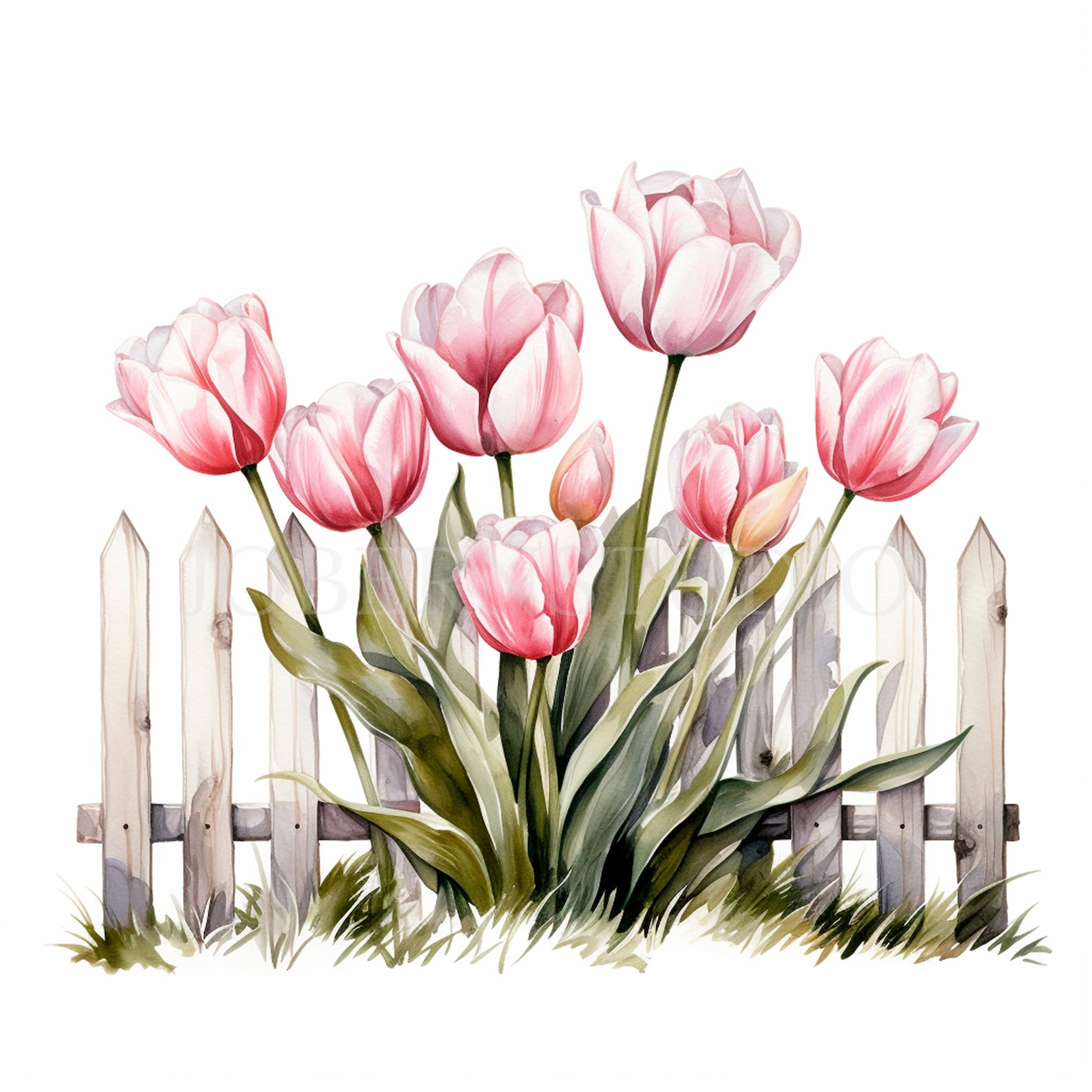 Tulips Flower Border Clipart Bundle 10 High Quality PNG, Watercolor ...