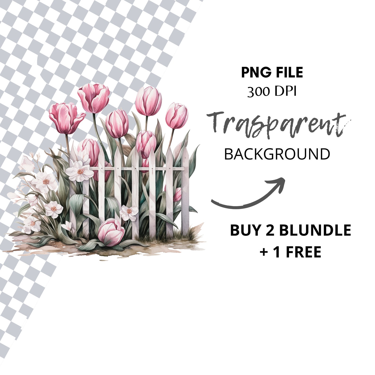 Tulips Flower Border Clipart Bundle 10 High Quality PNG, Watercolor ...