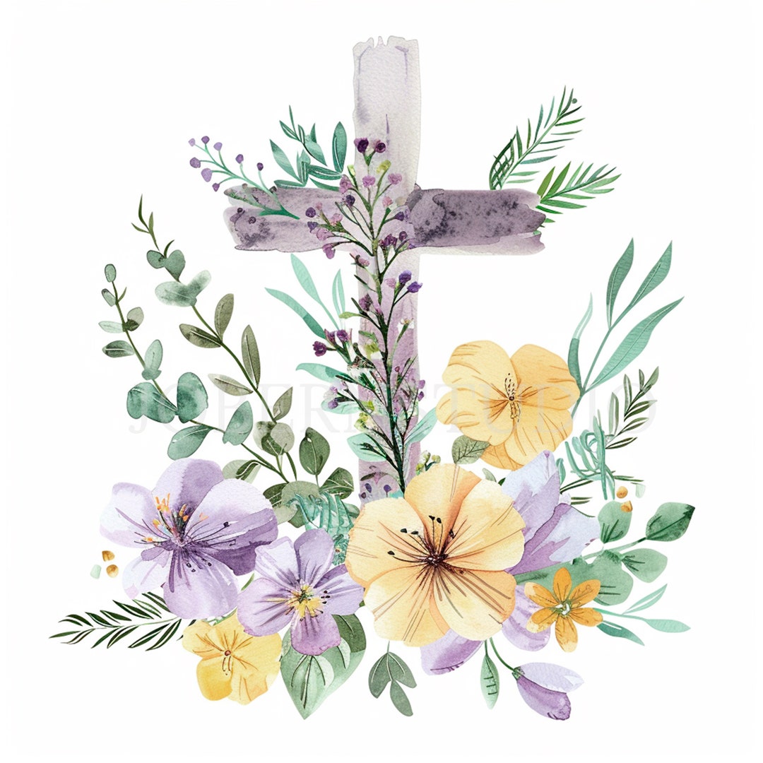 Flower Cross Clipart Bundle 15 High Quality Png,cross Watercolor ...