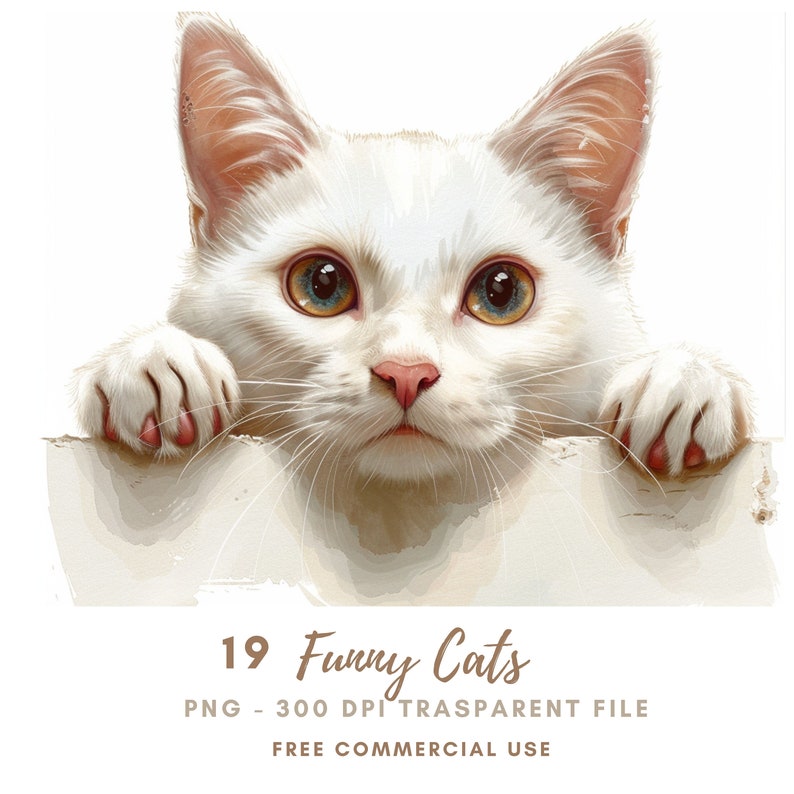 Watercolor Funny Cats Clipart PNG Bundle 19 High Quality Png,crazy Cute ...