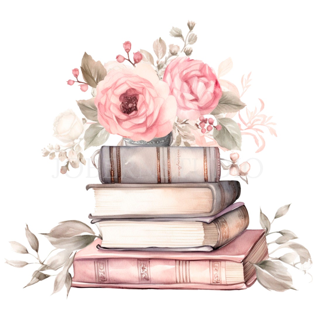 Floral Book Clipart Bundle 15 High Quality Png,nook Reading, Home Decor ...