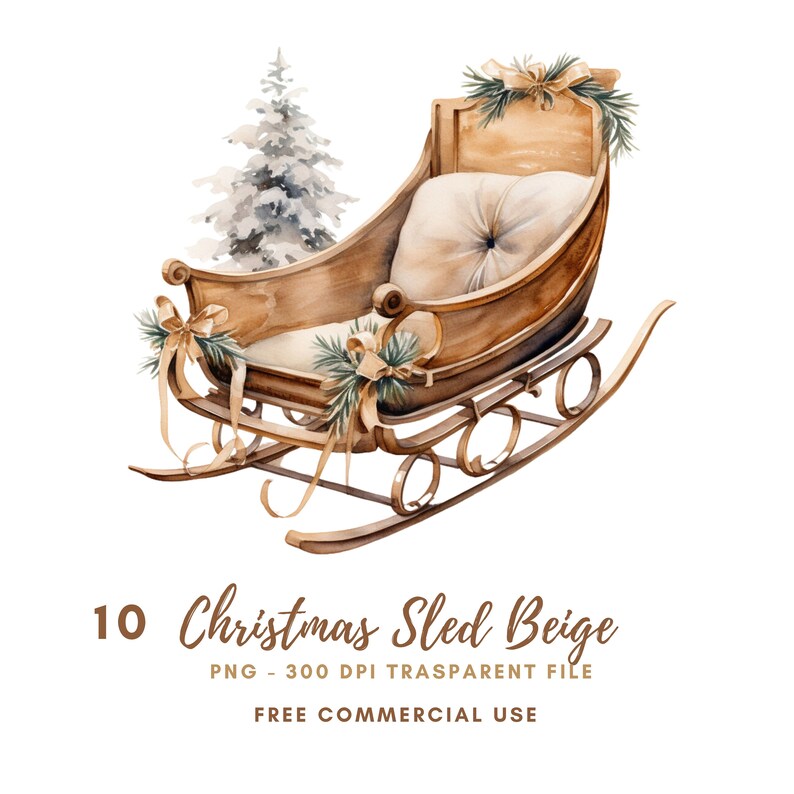 Christmas Sled Clipart Png,bundle 10 High Quality ,watercolor Sled ...