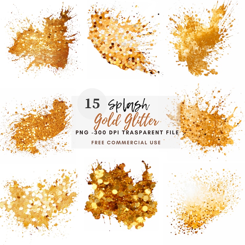 Gold Glitter Color Splash Clipart Png,bundle 15 High Quality Jpg ...