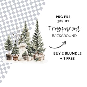 Christmas Decoration Clipart PNG Bundle 12, Watercolor Christmas Scene ...