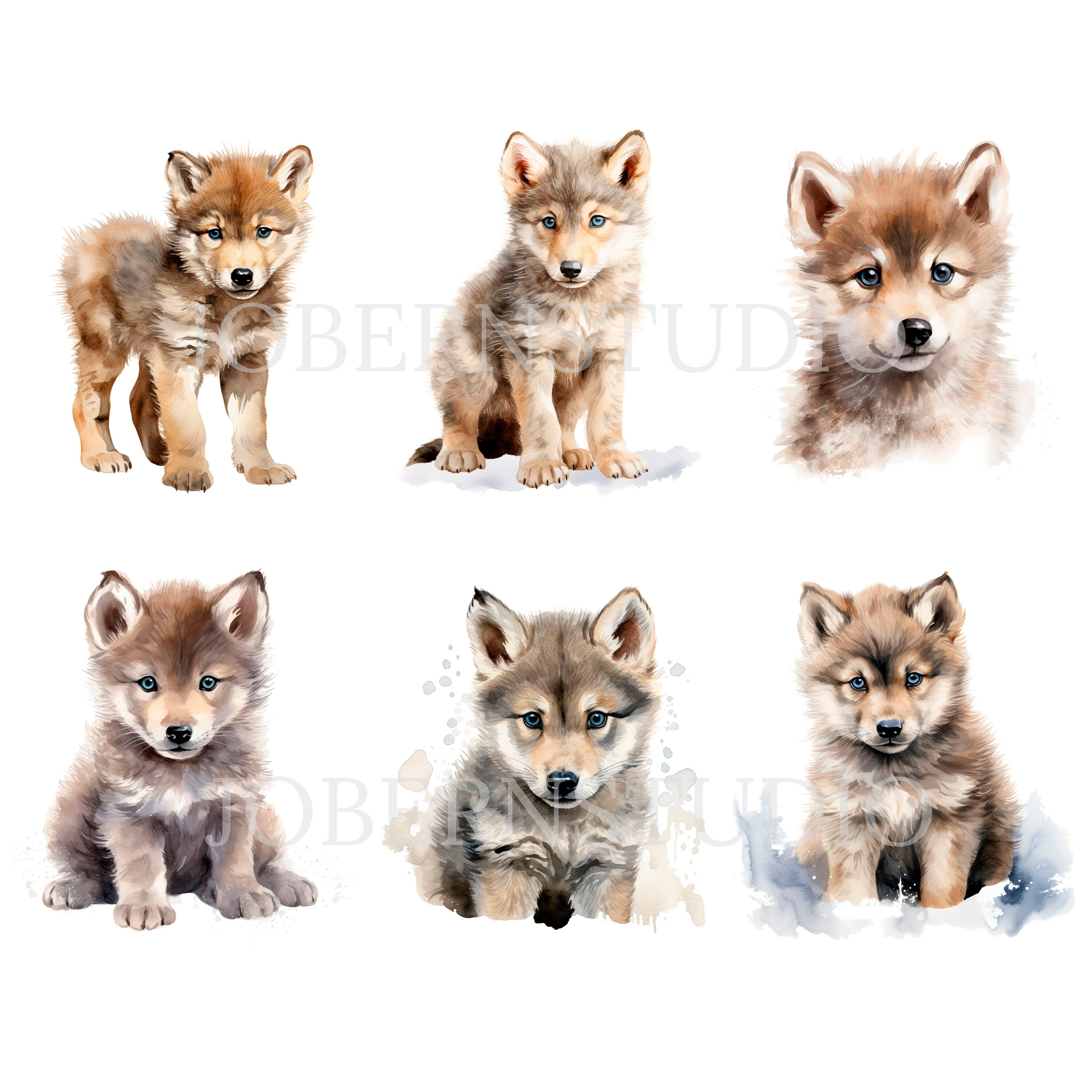 Baby Wolf Clipart Png,bundle 15 High Quality Jpg,digital Download ...