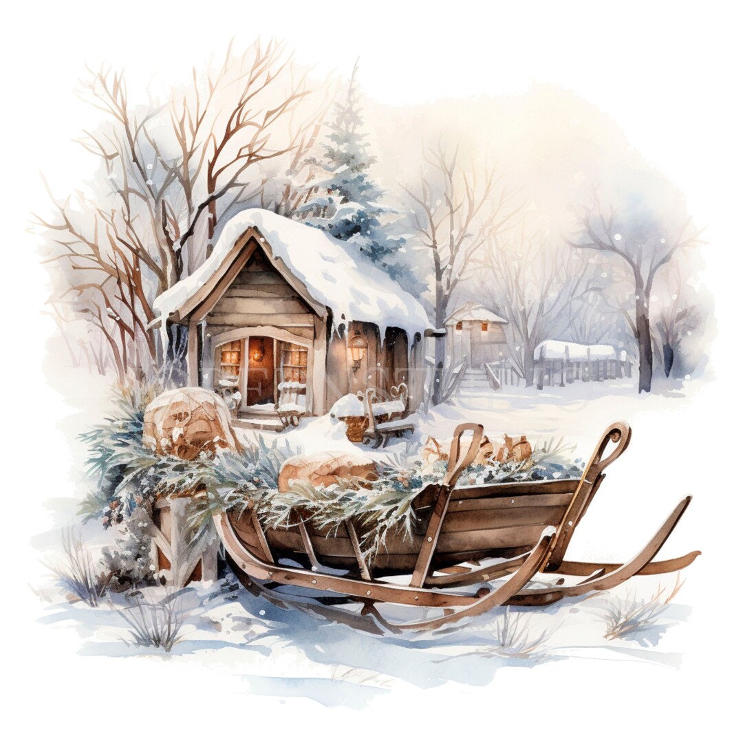 Winter Sled Clipart Png,bundle 15 High Quality Jpg,digital Download ...