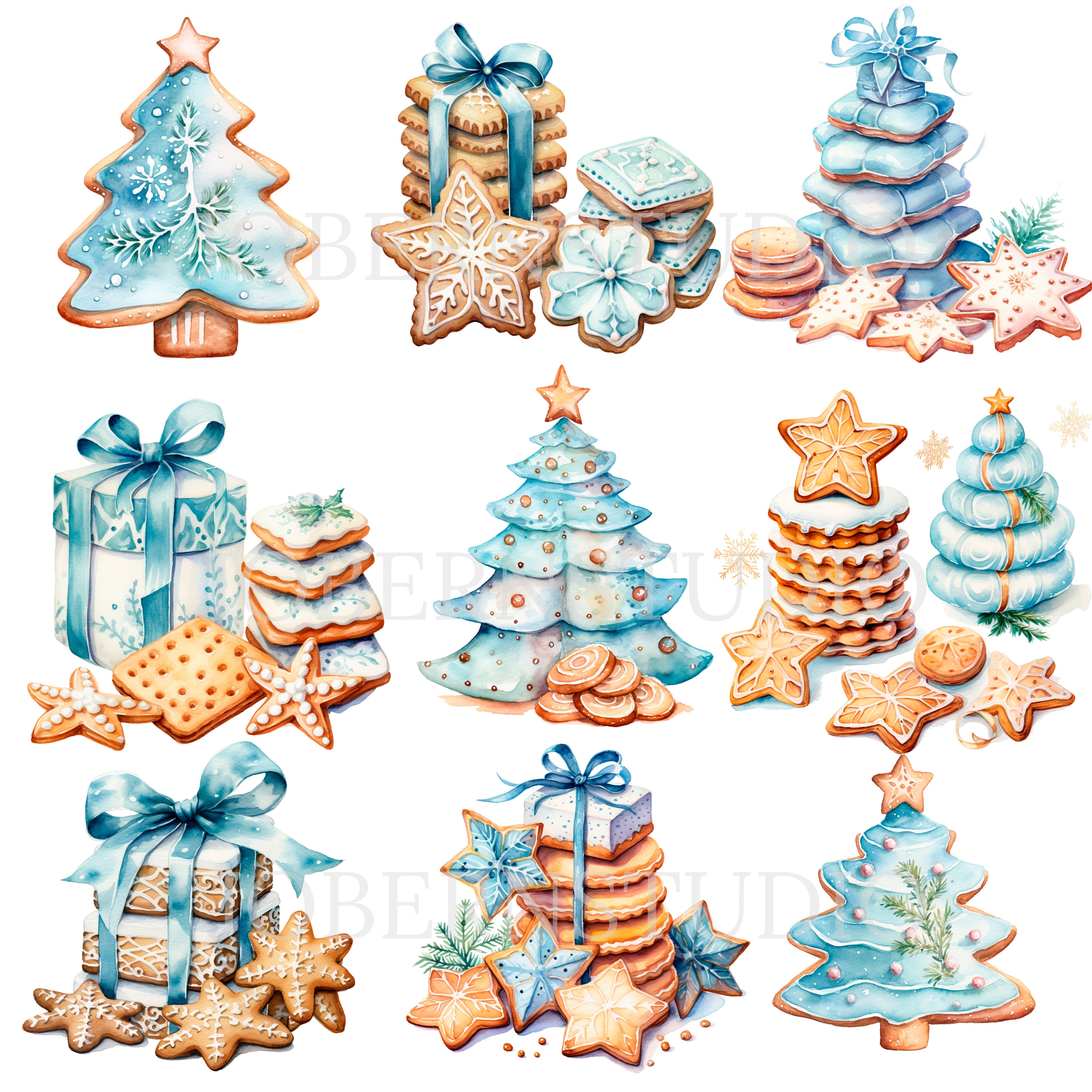 Christmas Cookies Clipart Bundle 15 High Quality Png,watercolor Clip ...