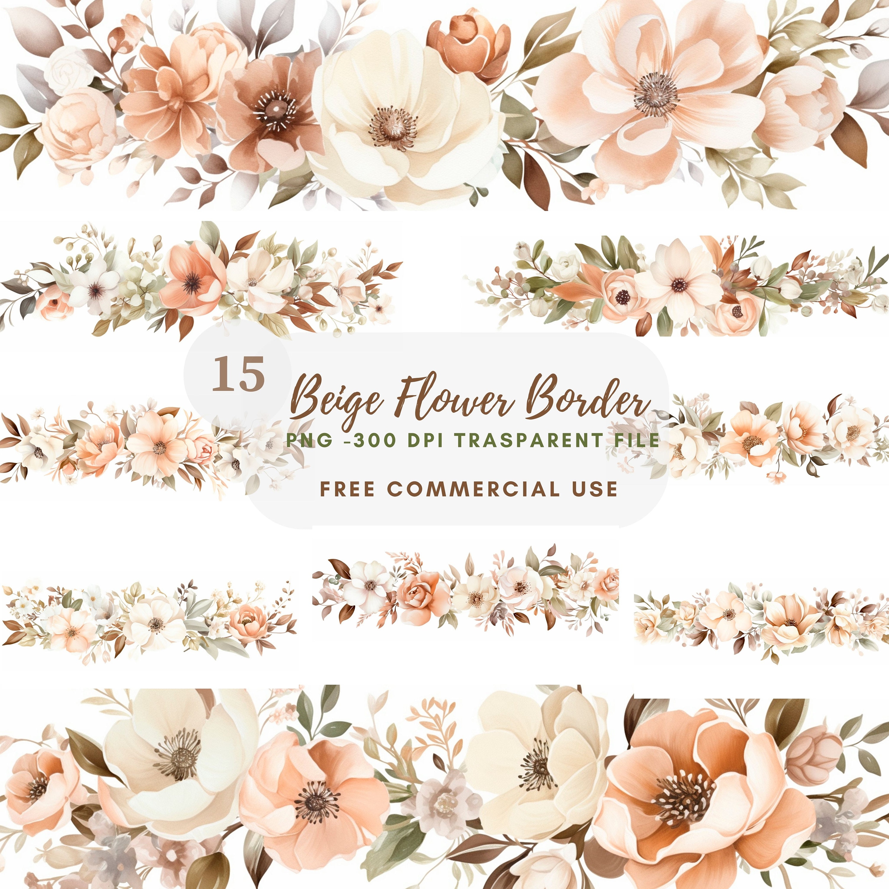 Flower Garland Clipart Bundle 15 High Quality Jpg,watercolor Floral ...