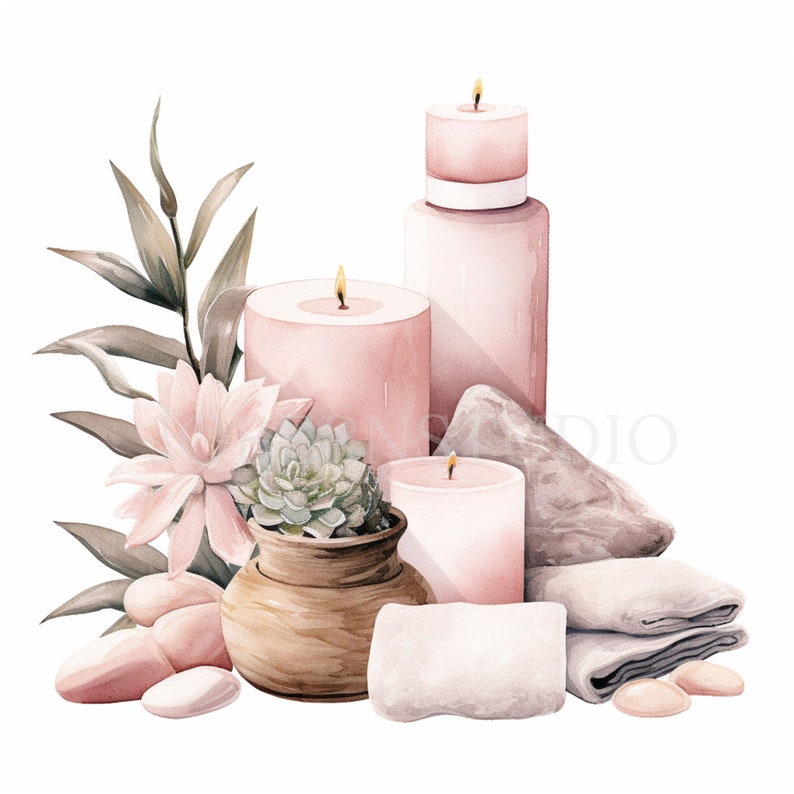 Spa Time Clipart Bundle 15 High Quality Png,bath Home Decor, Digital ...