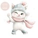 Winter Cat Clipart PNG Bundle 11 High Quality | Winter Skater Cute Cat ...