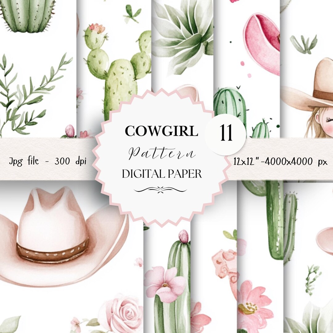 Cowgirl Digital Paper Pack -11 Desert Pages Scrapbook Junk Journal ...