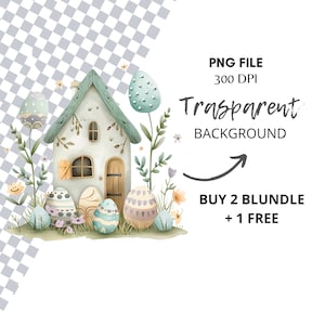 Easter House Clipart PNG Bundle 12 High Quality,watercolor Egg ...