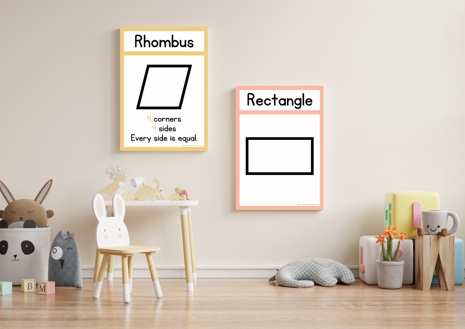 2D Shapes Posters for Classroom Display with & Without Attributes Warm ...
