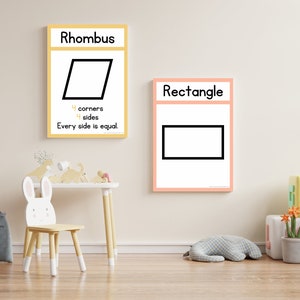 2D Shapes Posters for Classroom Display with & Without Attributes Warm ...