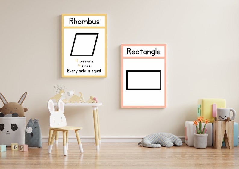 2D Shapes Posters for Classroom Display with & Without Attributes Warm ...