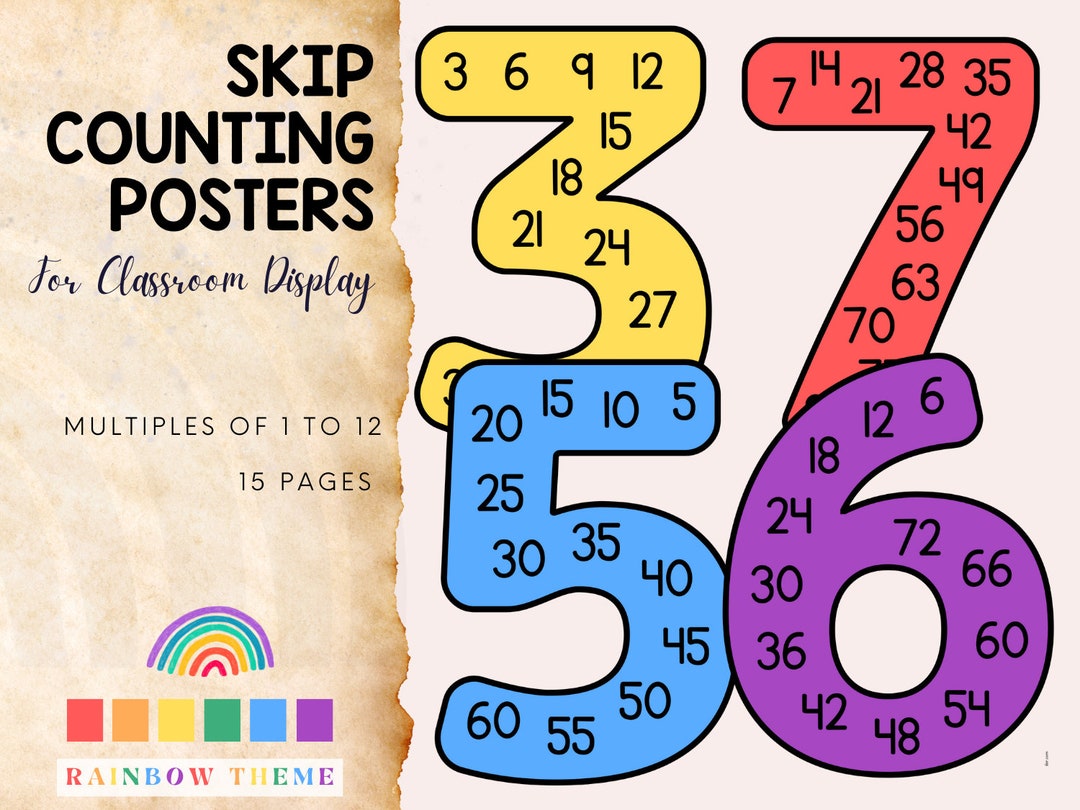 Vibrant Rainbow Skip Counting Posters for Classroom Display Math ...