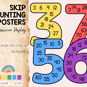 Vibrant Rainbow Skip Counting Posters for Classroom Display Math ...