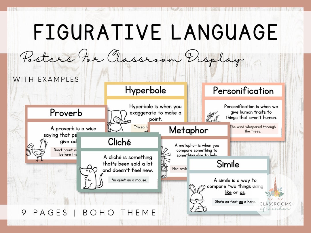 Figurative Language Posters Warm, Boho Palette - Etsy