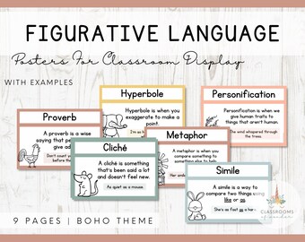 Parts of Speech Posters Warm, Boho Palette - Etsy