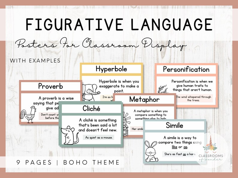 Figurative Language Posters Warm, Boho Palette - Etsy