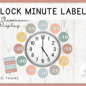 Clock Labels WARM BOHO PALETTE Inspiring Classroom Decor - Etsy