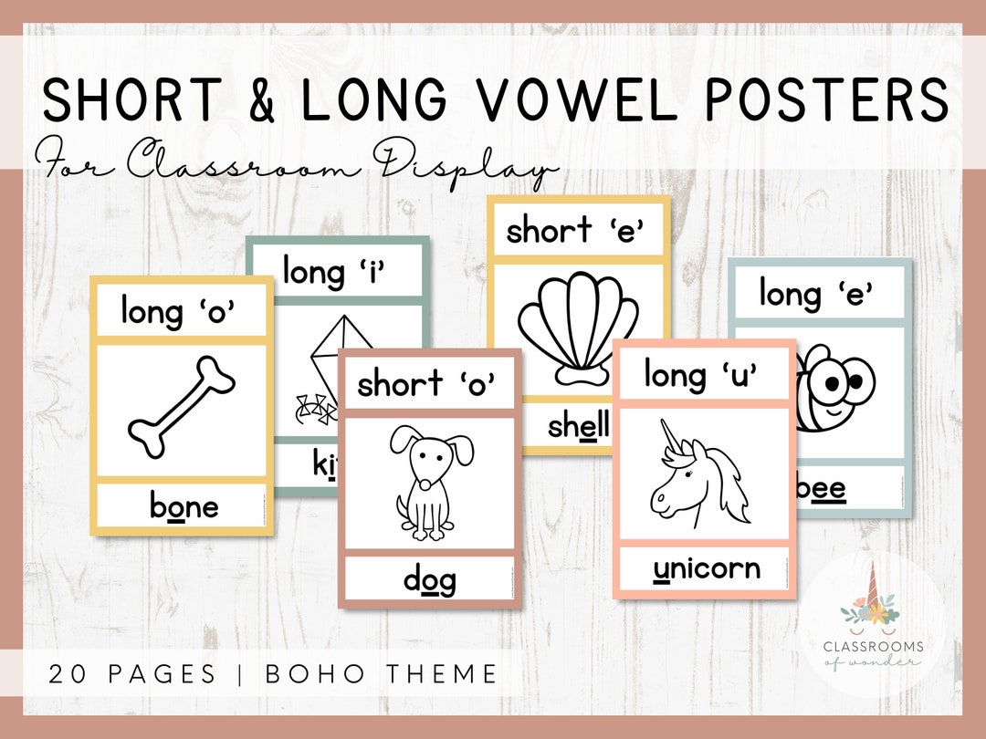 Long and Short Vowel Sound Posters Warm, Boho Palette - Etsy