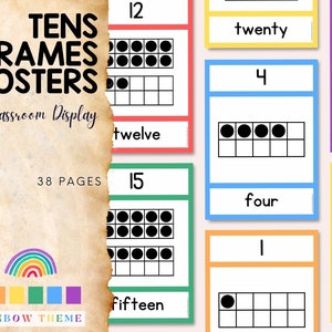 Vibrant Rainbow Tens Frame Posters for Classroom Display Math Learning ...