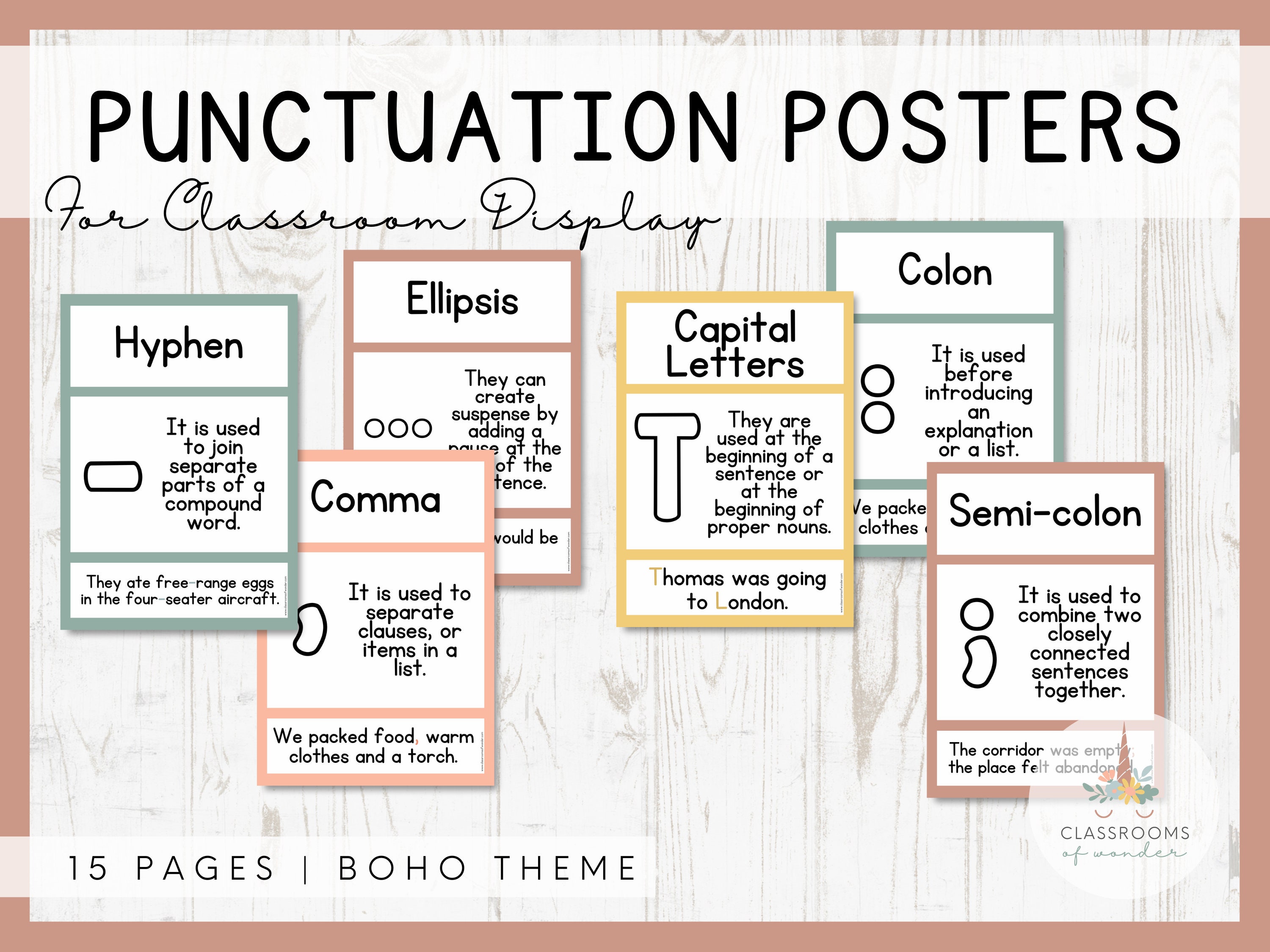 Punctuation Posters Warm, Boho Palette - Etsy
