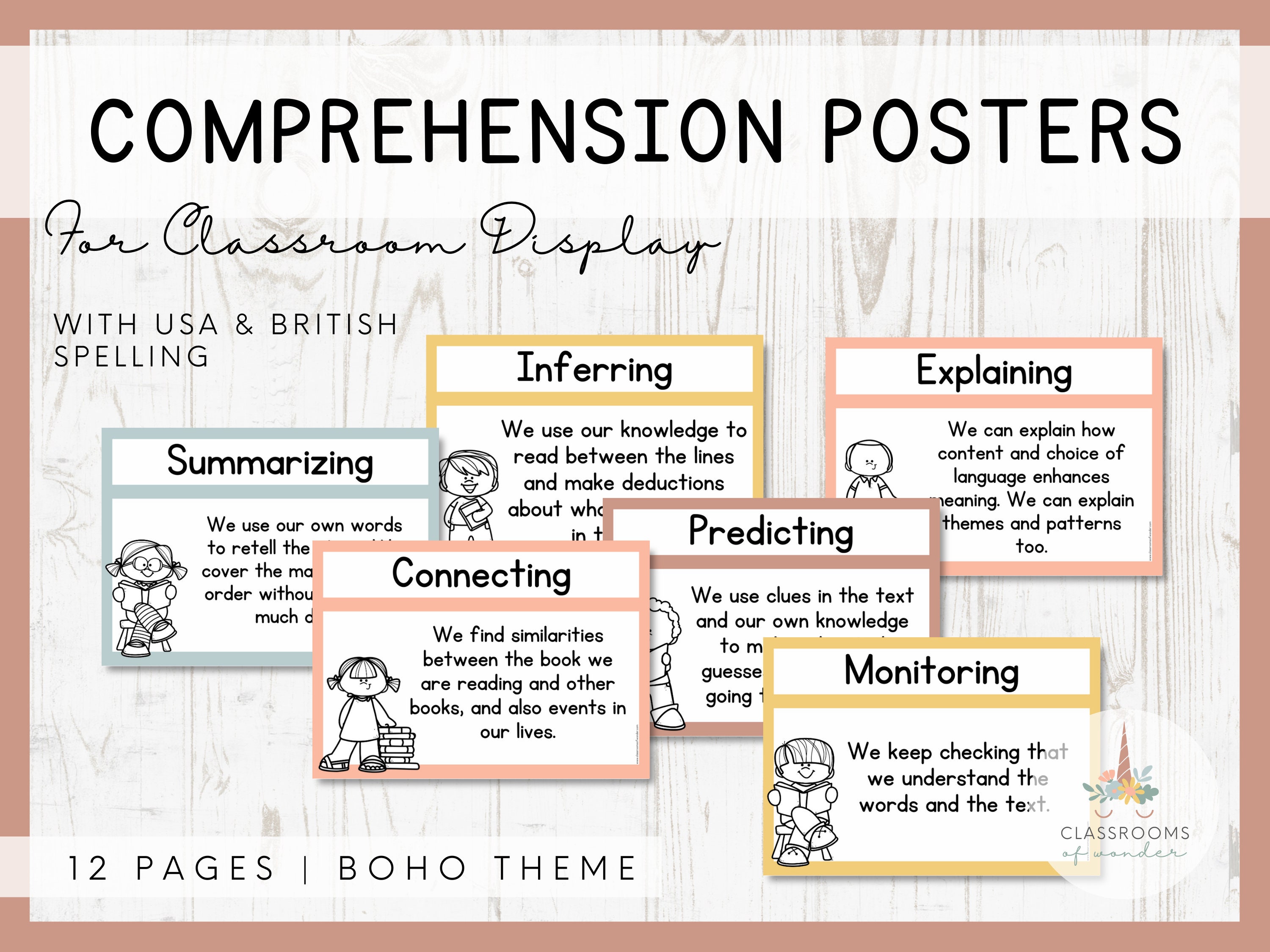 Comprehension Posters Warm, Boho Palette - Etsy