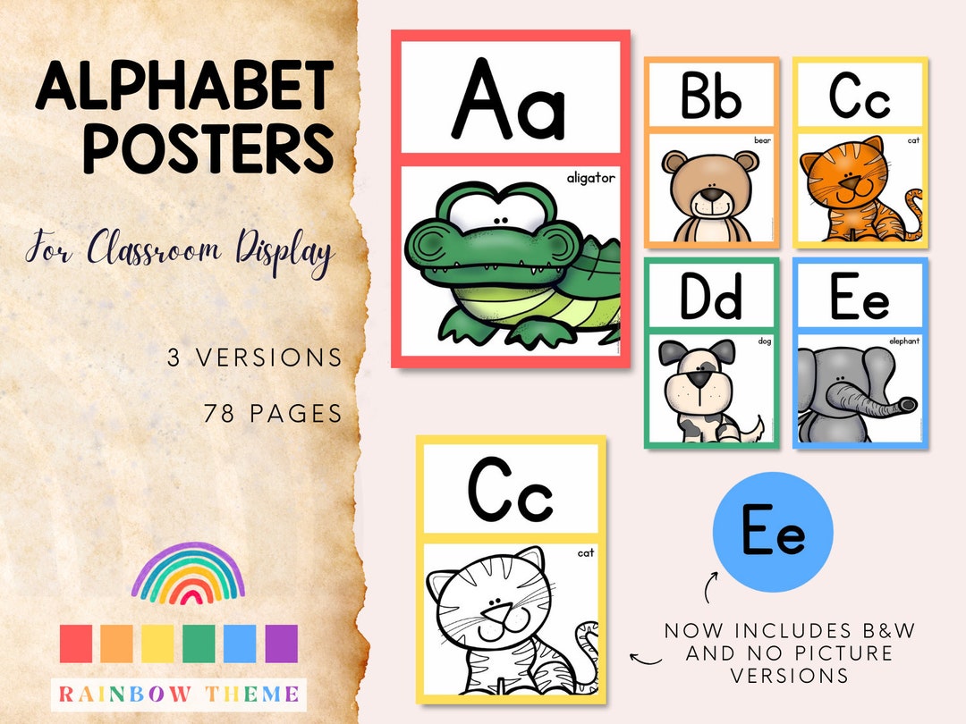 Vibrant Rainbow Alphabet Posters for Classroom Display Literacy ...
