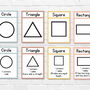 2D Shapes Posters for Classroom Display with & Without Attributes Warm ...
