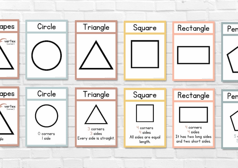 2D Shapes Posters for Classroom Display with & Without Attributes Warm ...