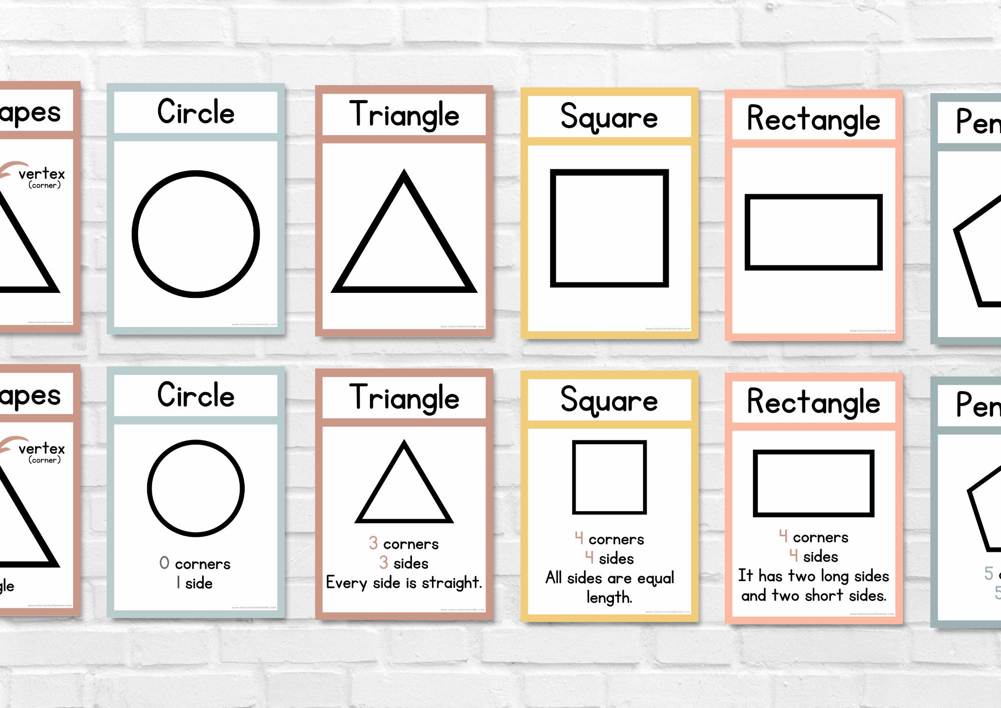 2D Shapes Posters for Classroom Display with & Without Attributes Warm ...