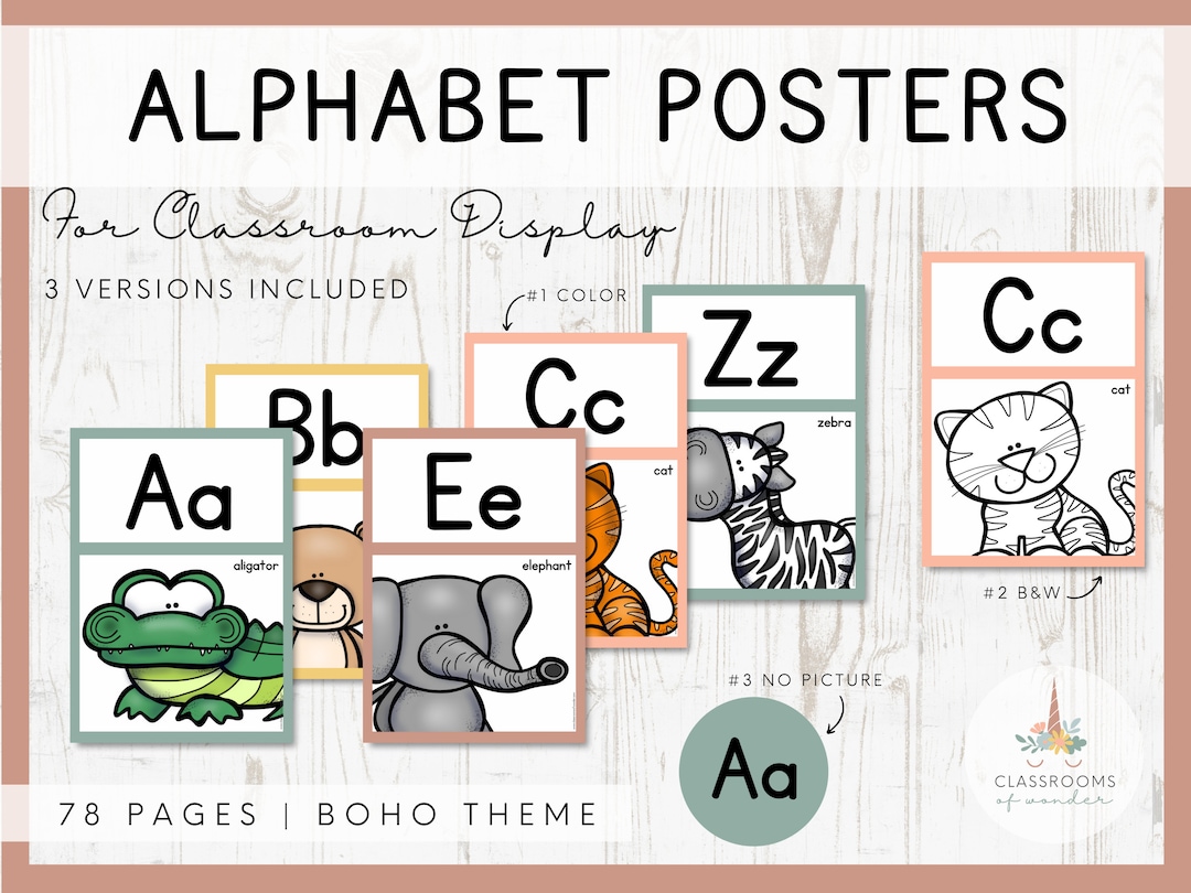 Alphabet Posters Warm, Boho Palette - Etsy